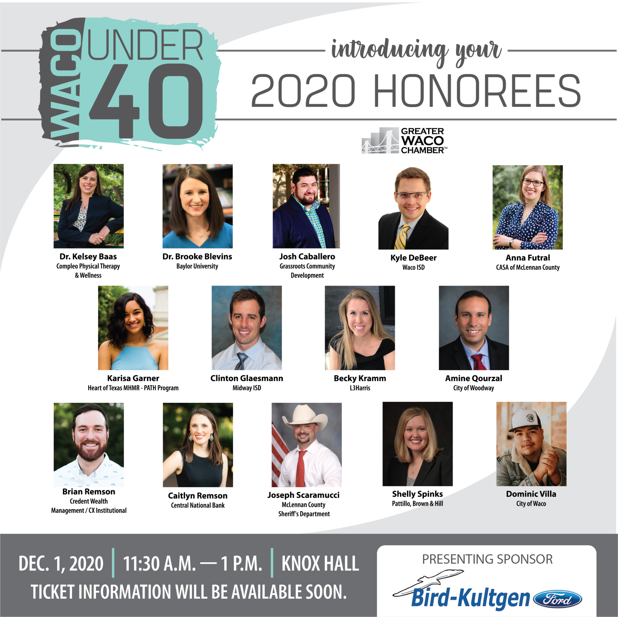 Waco Under 40 Honorees Announced! Greater Waco Chamber of Commerce Waco Under 40 Honorees Announced! Greater Waco Chamber of Commerce